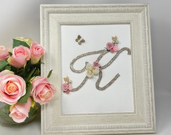 Initial Letter Name Frame Personalized Gift Flower Wall Art | Etsy