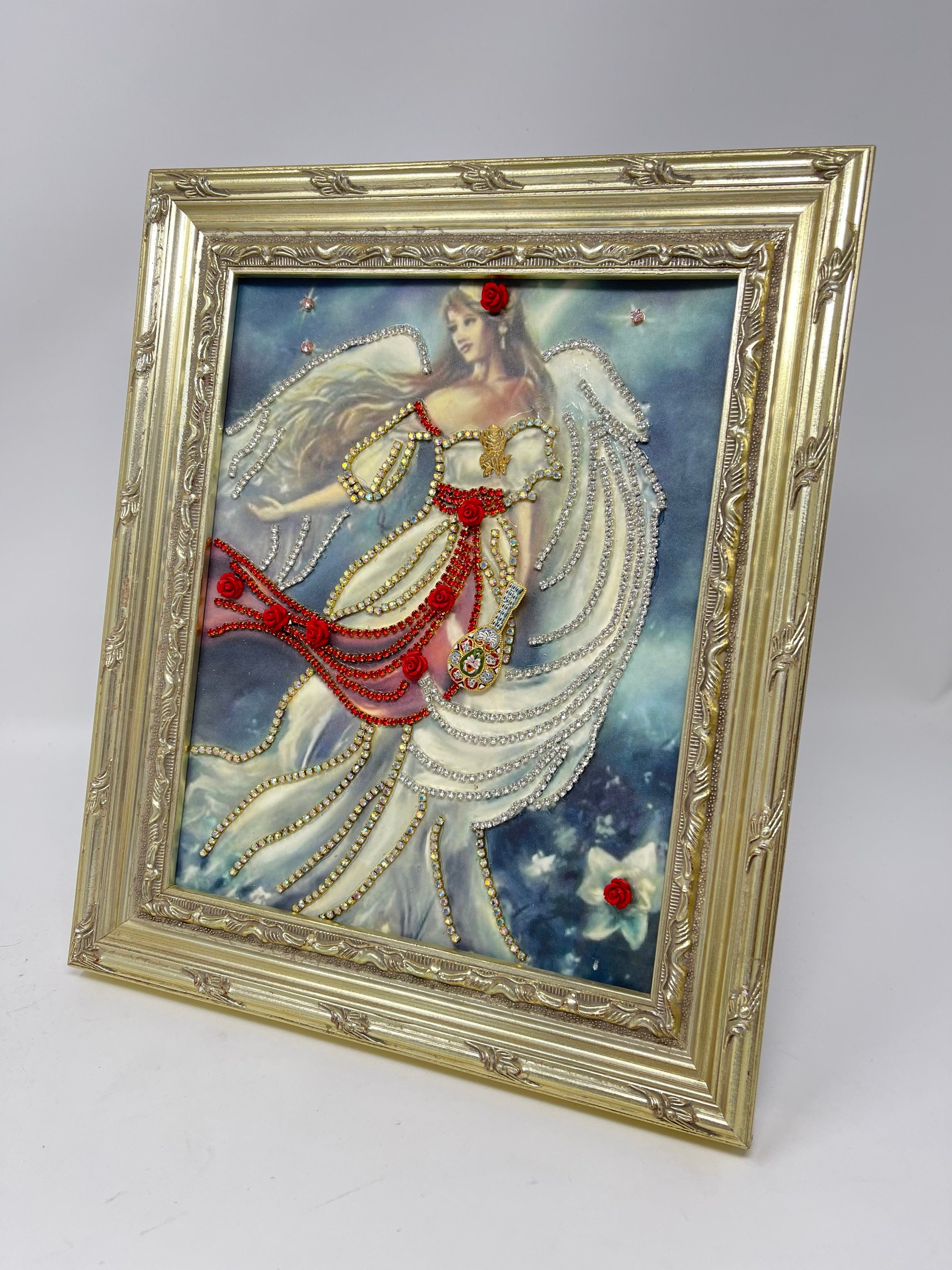 Jeweled Angel Print Framed Jewelry Art Angel Collector Gift - Etsy