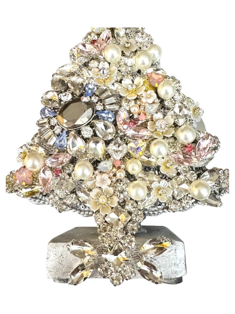 Silver Christmas Tree With Pearls and Crystals | Angel Topper Holiday ...