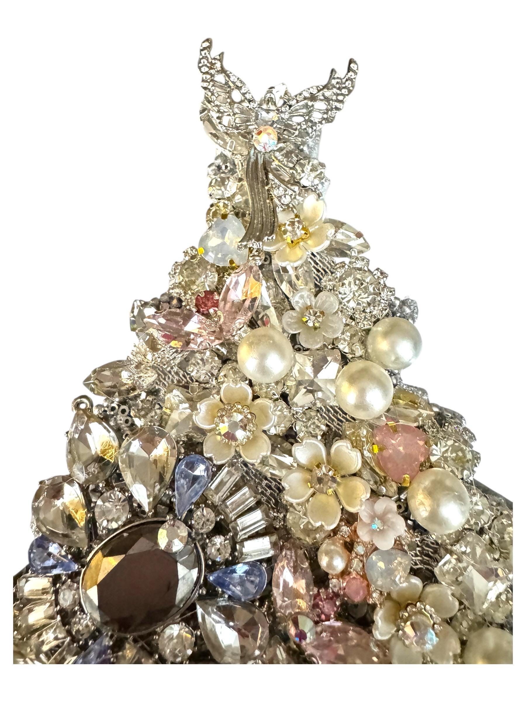 Silver Christmas Tree With Pearls and Crystals | Angel Topper Holiday ...