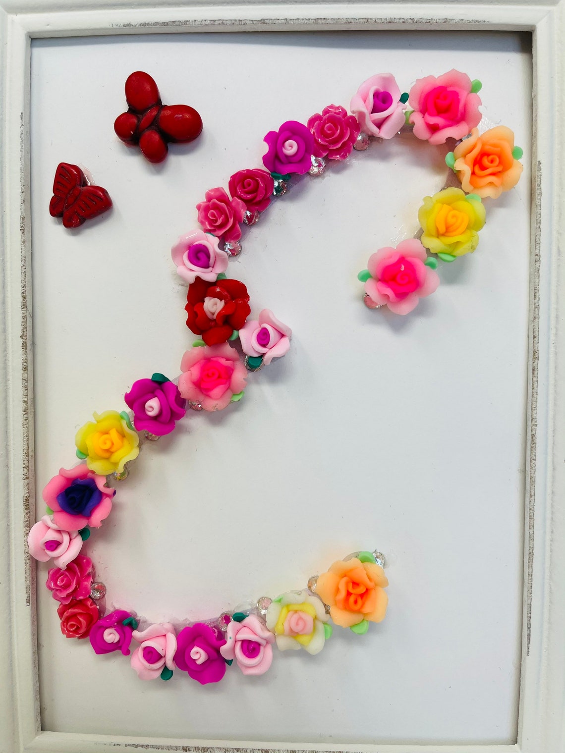 Initial Letter Name Frame Personalized Gift Flower Wall Art | Etsy