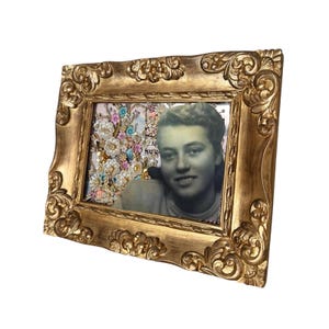 Custom Embellished Portrait With Swarovski Crystals & Floral Accents ...