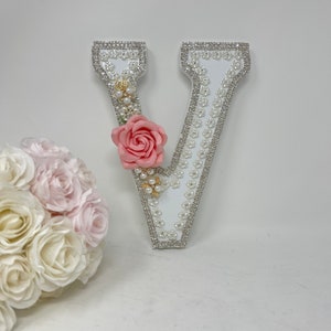 Monogram Letter, Personalized Gifts, Initial Letter V, Flower Wall Art ...