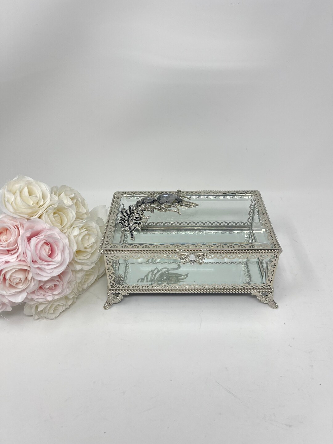 Jeweled Jewelry Box/ Jewelry Art Glass Jewelry Box / Trinket - Etsy