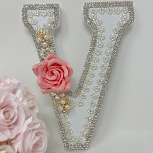 Monogram Letter, Personalized Gifts, Initial Letter V, Flower Wall Art ...