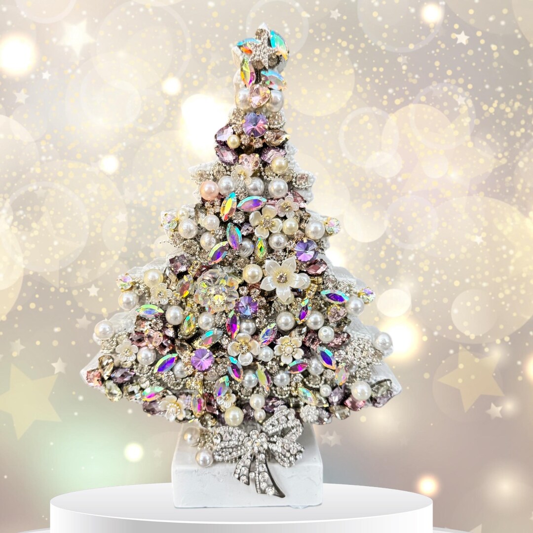 Enchanting White and Lavender Christmas Tree With Sparkling Rhinestones ...