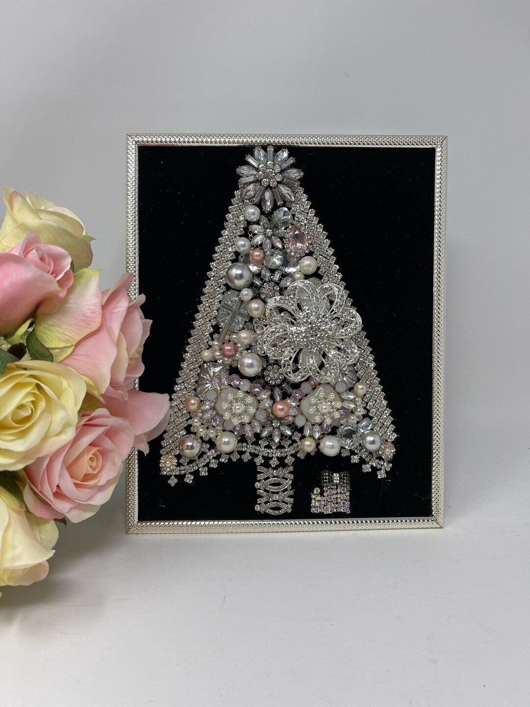 Jeweled Framed Christmas Tree, Vintage Jewelry Art, Jewelry Tree ...