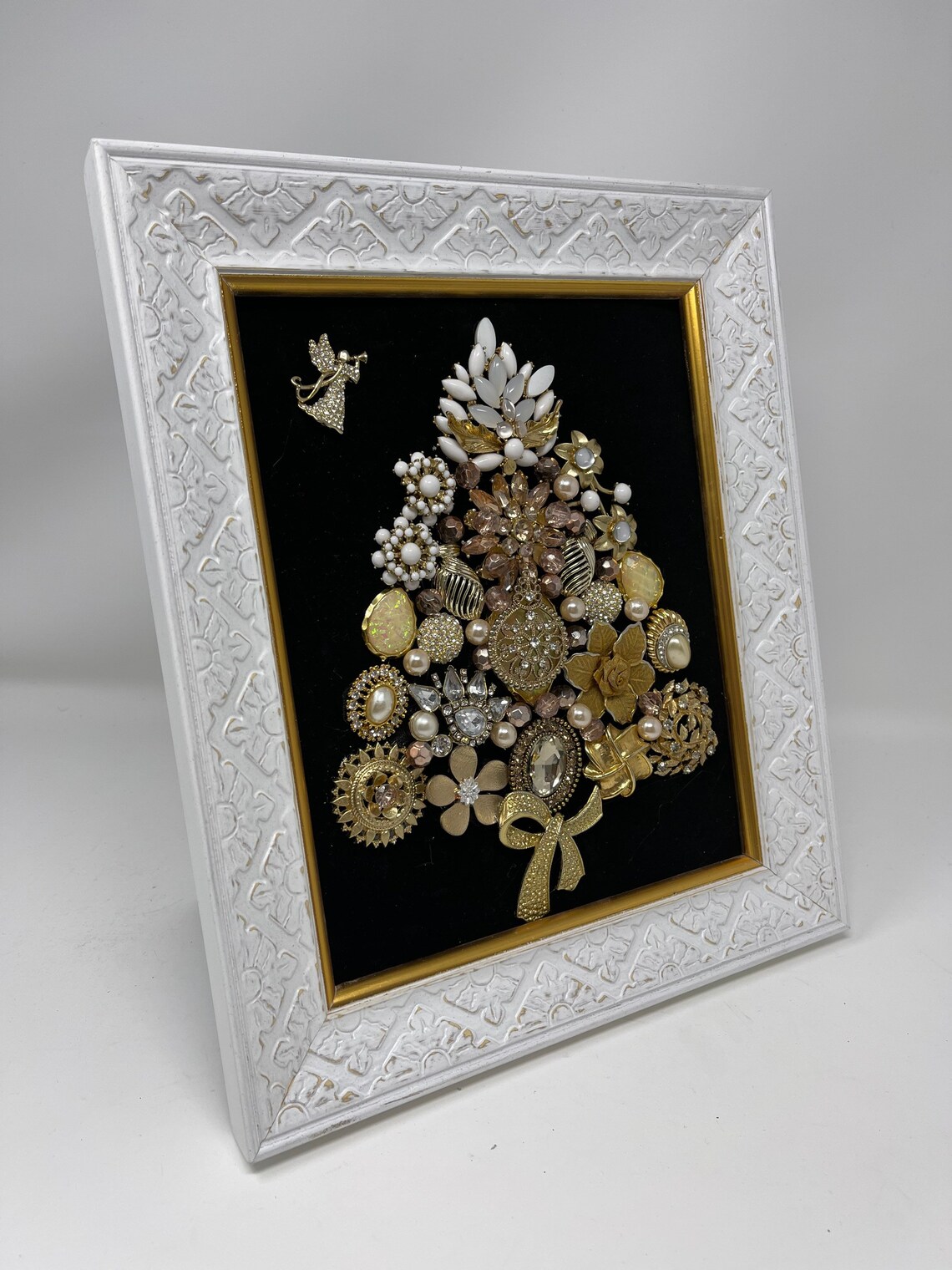 Jeweled Framed Christmas Tree Vintage Jewelry Art Detailed - Etsy