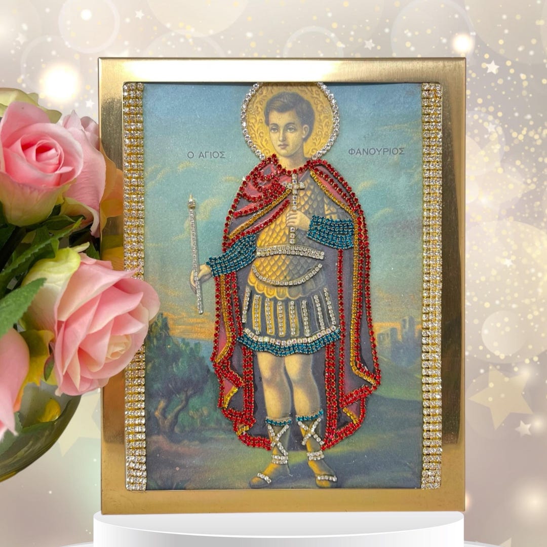 Saint Fanourios the Martyr and Miracle Worker, Framed Jewelry Art ...