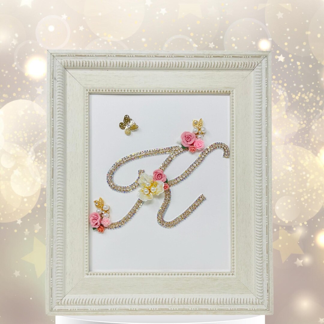 Monogram Letter, Personalized Gifts, Initial Letter Name Frame, Flower ...