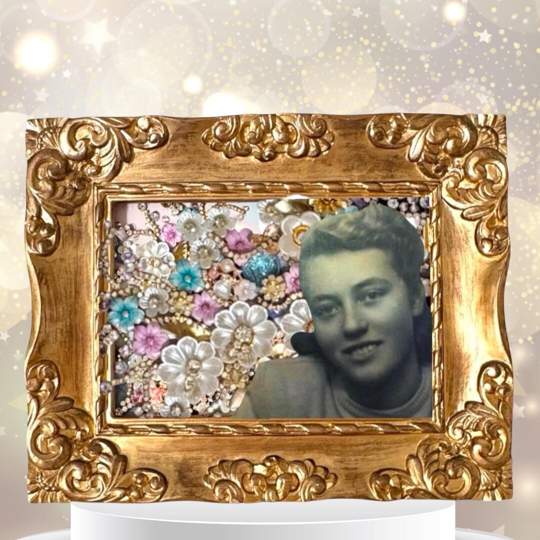 Custom Embellished Portrait With Swarovski Crystals & Floral Accents ...
