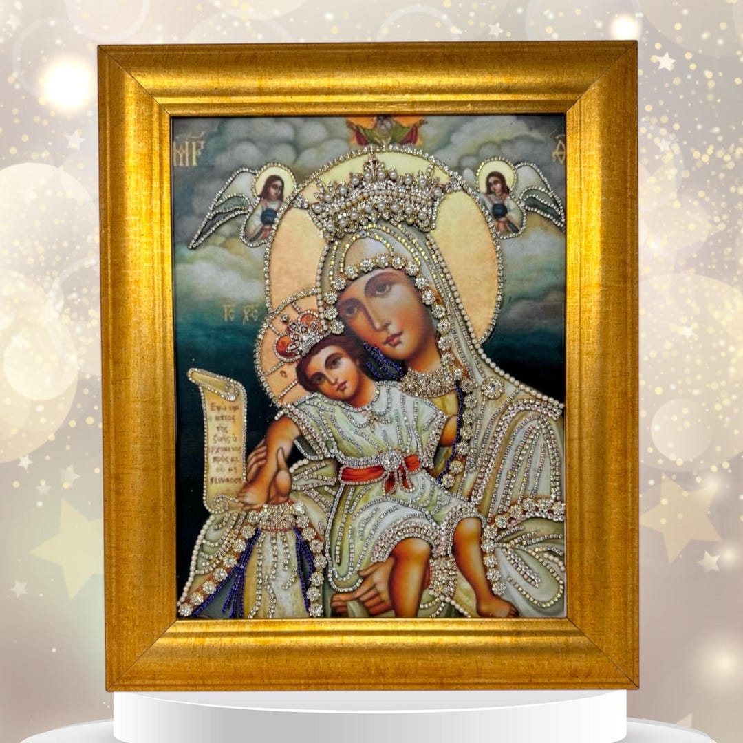 Blessed Virgin Mary With Jesus Christ Jeweled Icon - Spiritual Gift ...