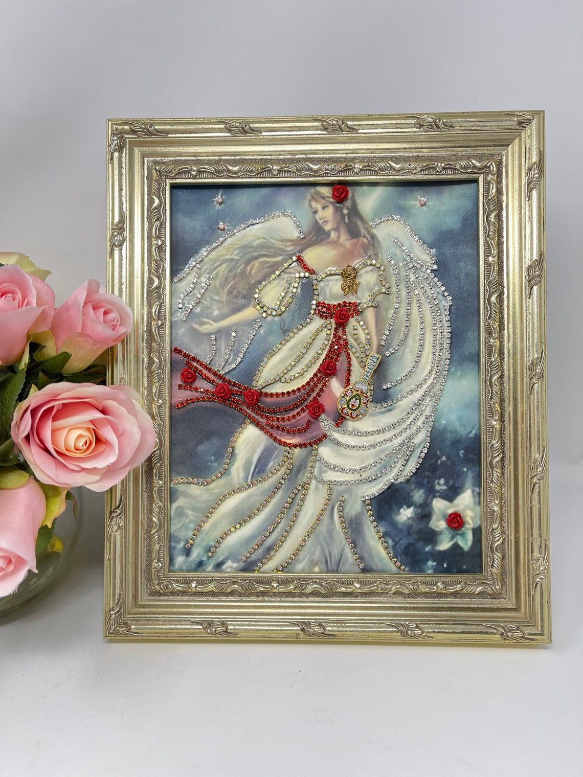 Jeweled Angel Print Framed Jewelry Art Angel Collector Gift | Etsy