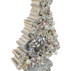 Silver Christmas Tree With Pearls and Crystals | Angel Topper Holiday ...