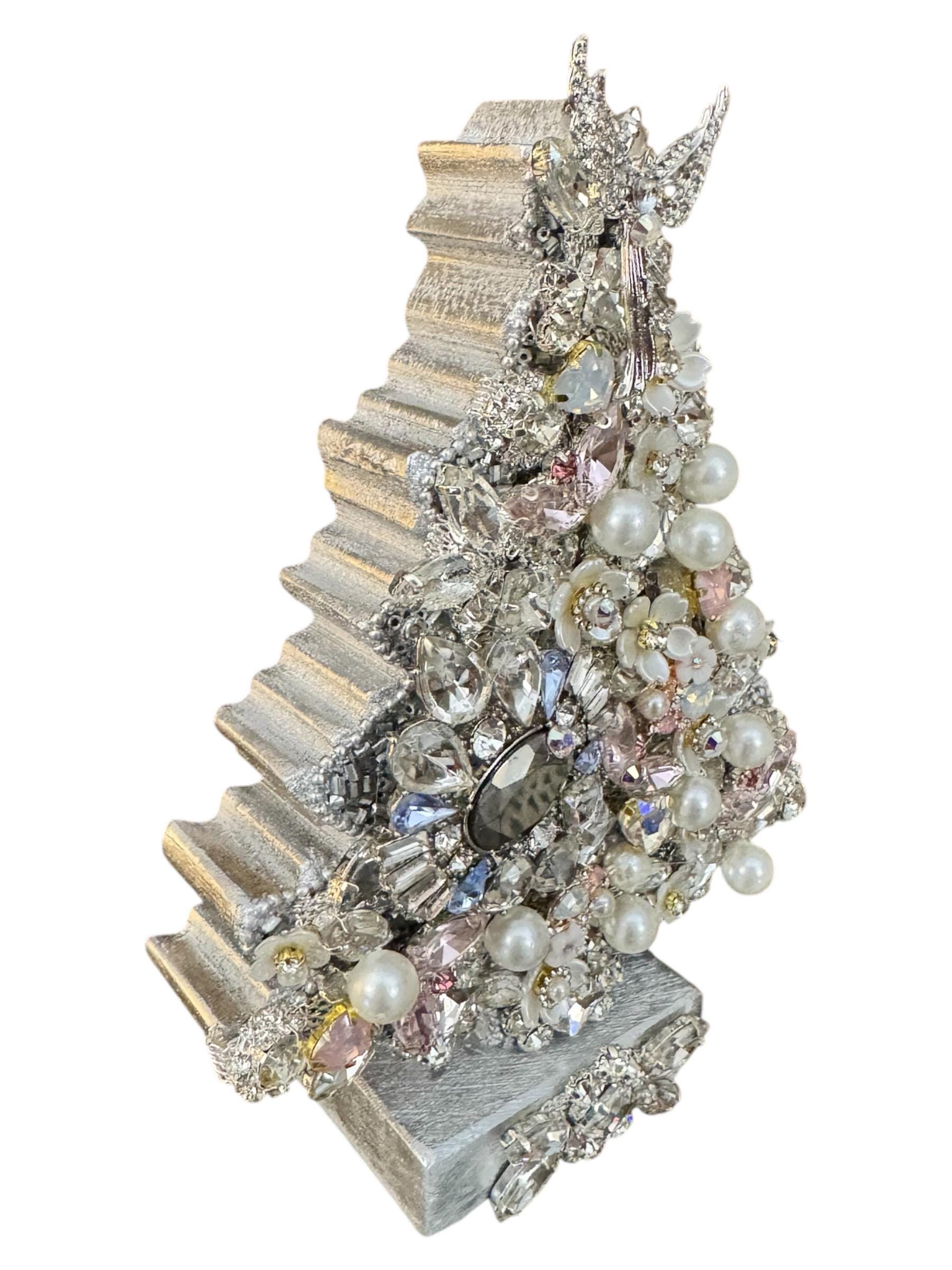 Silver Christmas Tree With Pearls and Crystals | Angel Topper Holiday ...