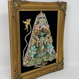 Framed Jewelry Art Christmas Tree, Vintage Jewelry Art, Jewelry Tree ...