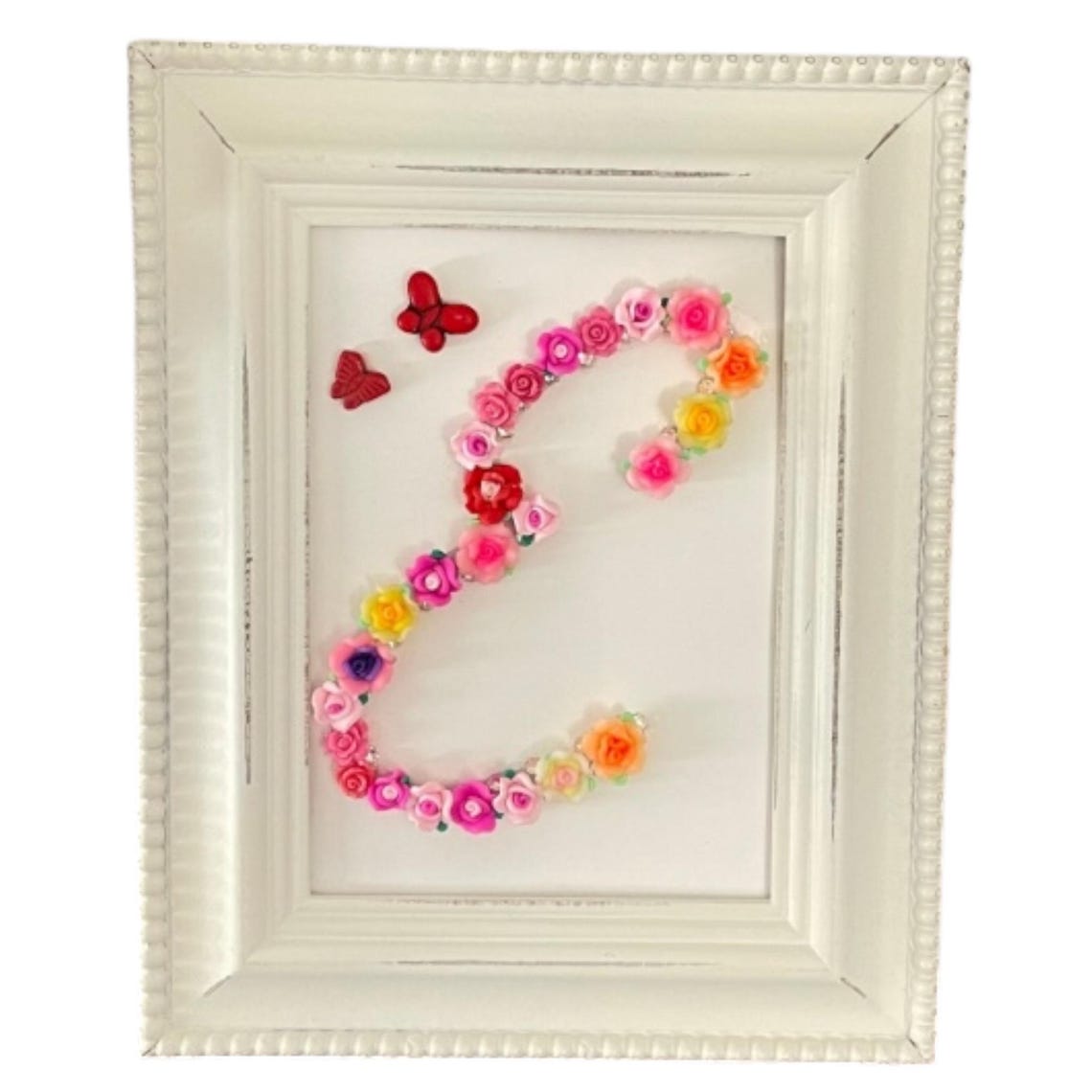 Initial Letter Name Frame, Personalized Gift, Flower Wall Art ...