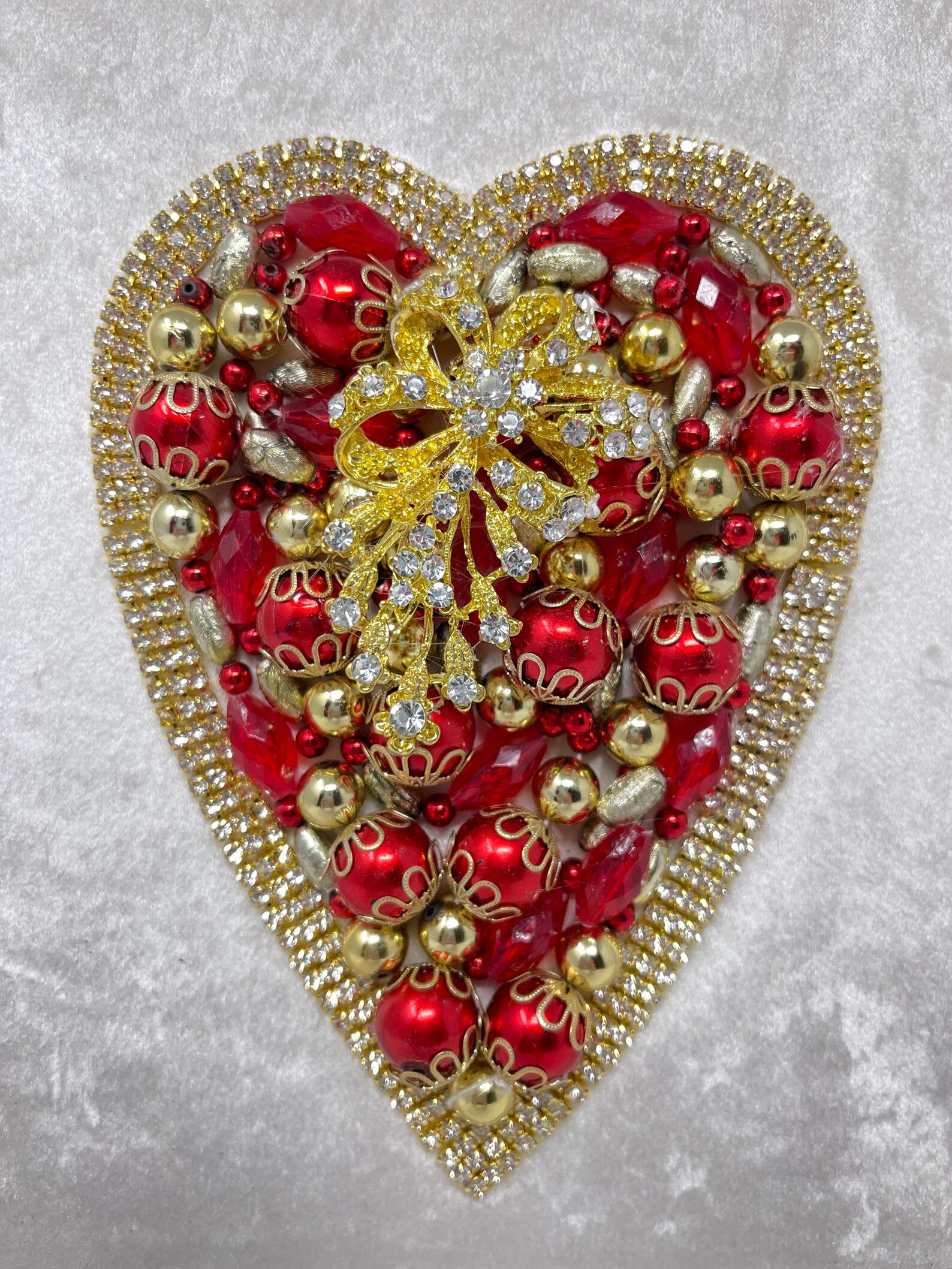 Framed Jeweled Heart Art: Red, Gold Rhinestone Embellishment - Etsy