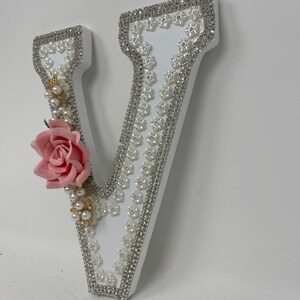 Monogram Letter, Personalized Gifts, Initial Letter V, Flower Wall Art ...