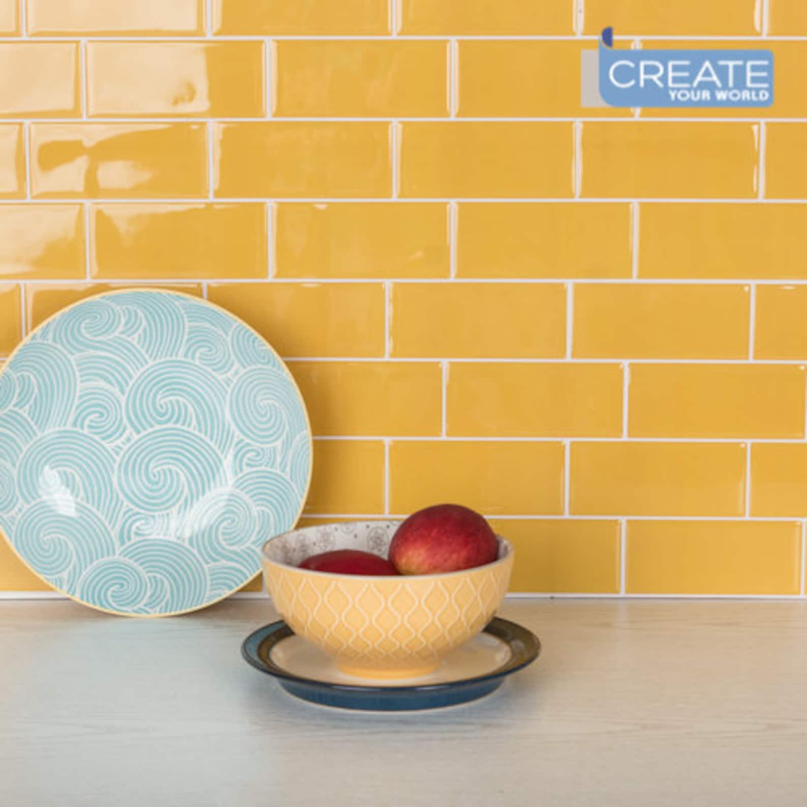 21cm x 28cm LARGE METRO TILE mustard yellow 3D epoxy tile | Etsy