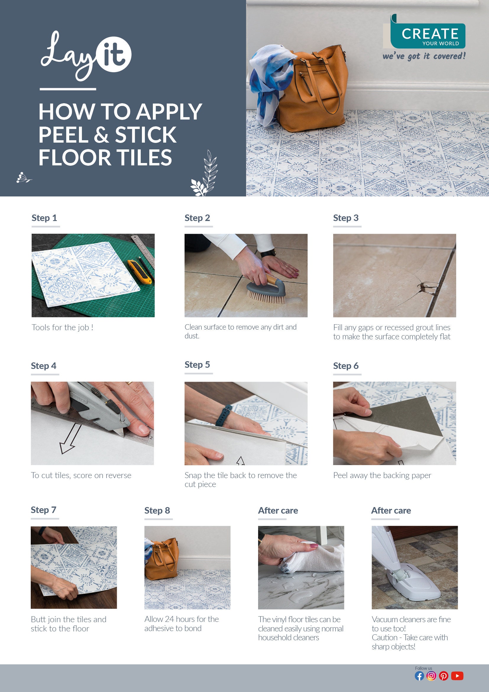 SAMPLE quarter Tile 15cm X 15cm MYRIAD Peel and Stick Vinyl - Etsy UK