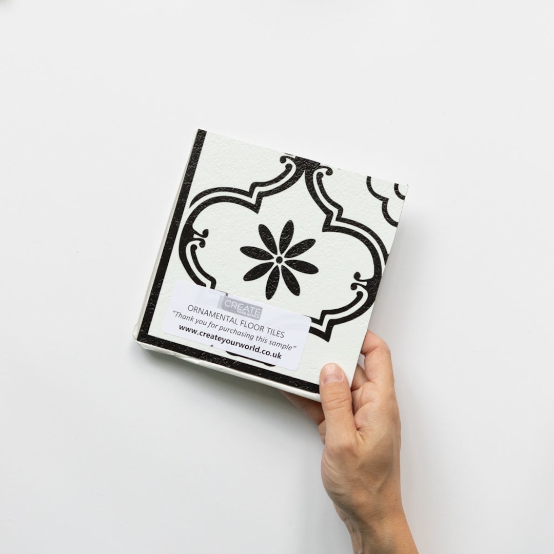 SAMPLE quarter Tile 15cm X 15cm ORNAMENTAL Peel and Stick Vinyl Floor ...