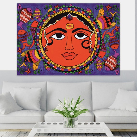Instant Digital Download Indian Sun Madhubani Traditional | Etsy