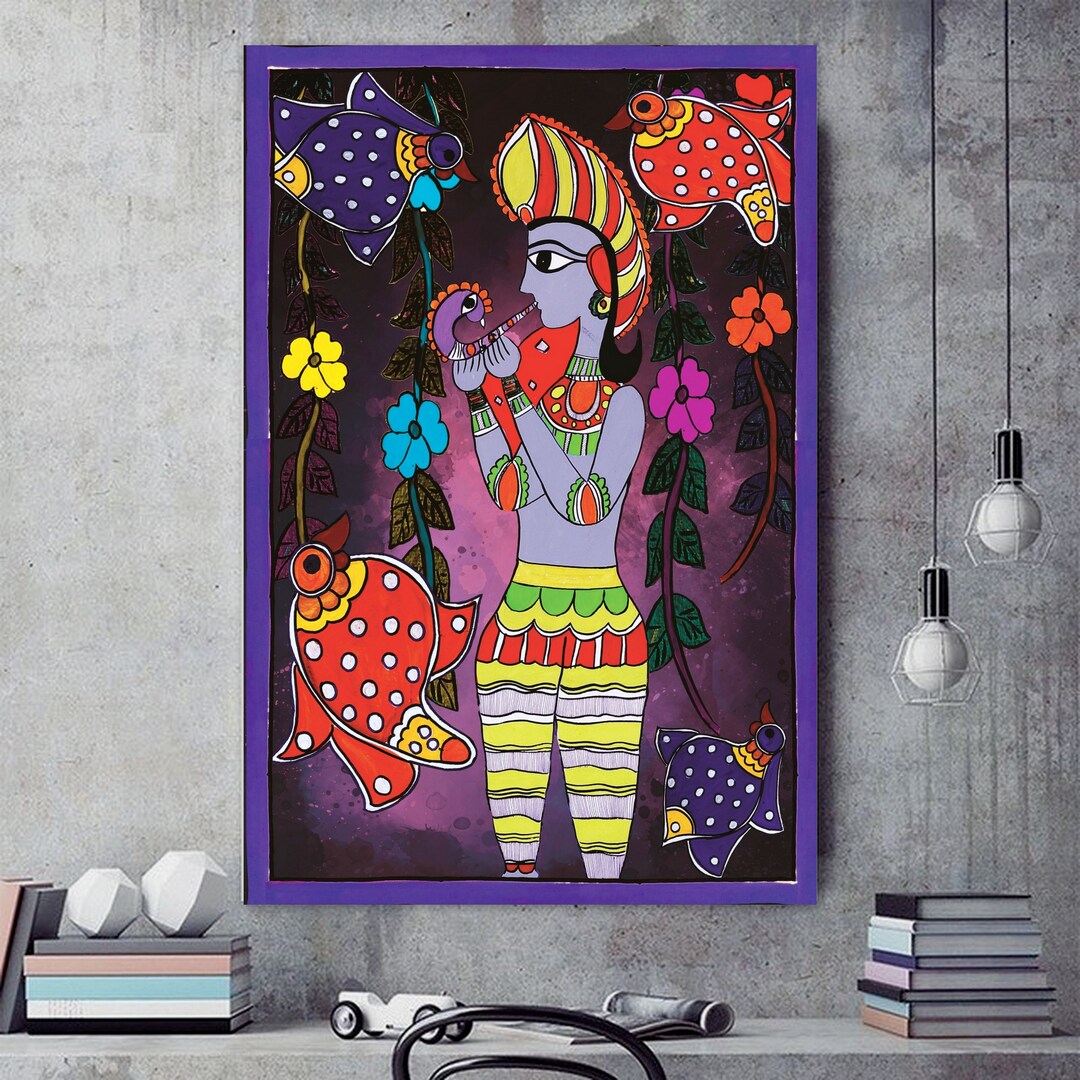 Krishna Indian God Photo Collage Canvas Painting Print Artwork, Extra ...