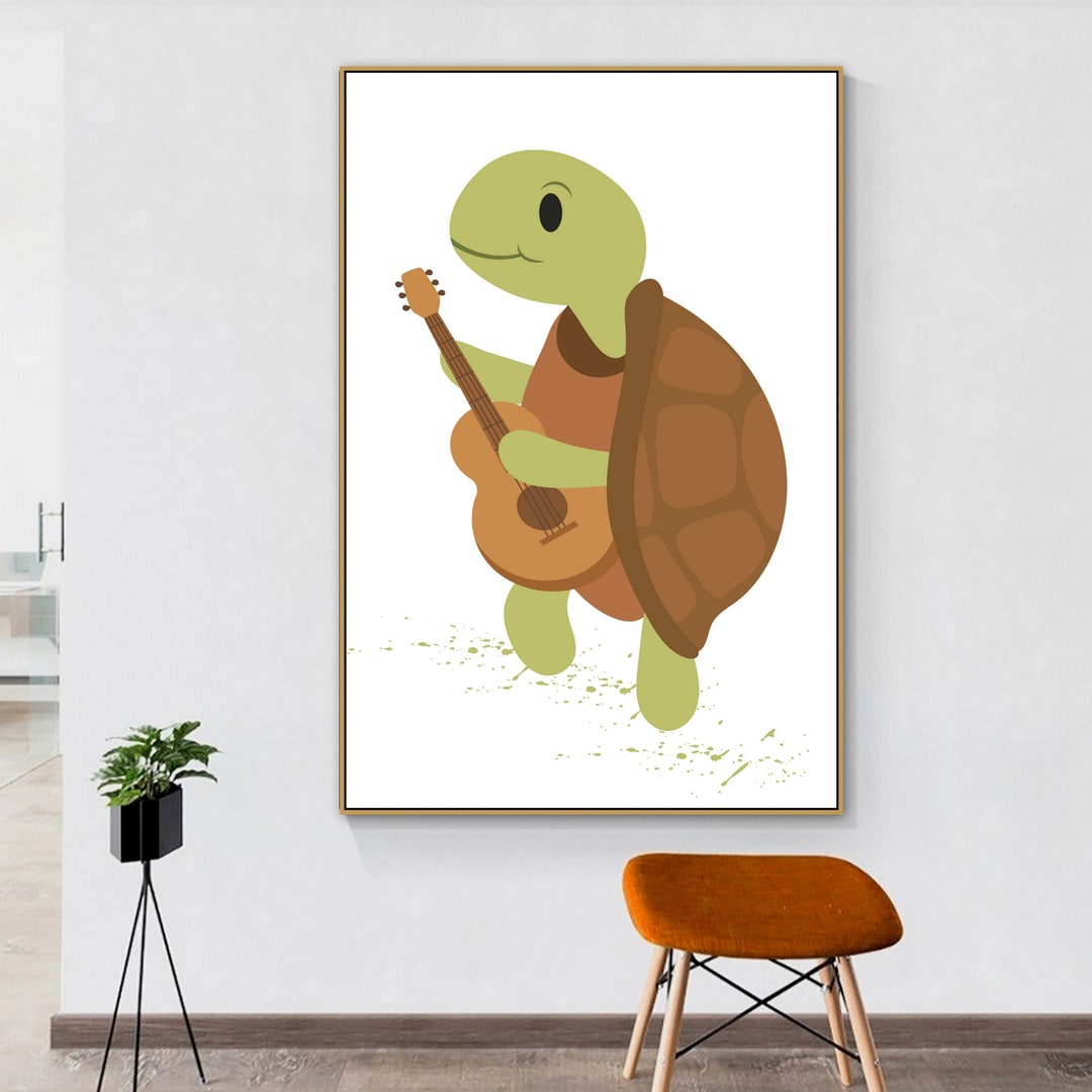 Instant Digital Download Turtle With Guitar Animal Modern - Etsy