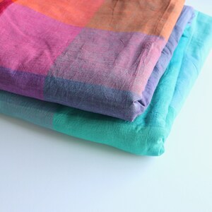 Handwoven Cotton Fabric With Rainbow Yarn-dye Checks, by the Half Yard ...