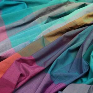 Handwoven Cotton Fabric With Rainbow Yarn-dye Checks, by the Half Yard ...