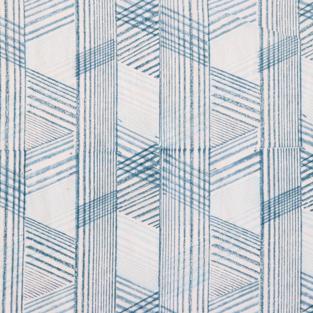 Hand Block Print Cotton Fabric, by the Half Yard, Blue and White ...