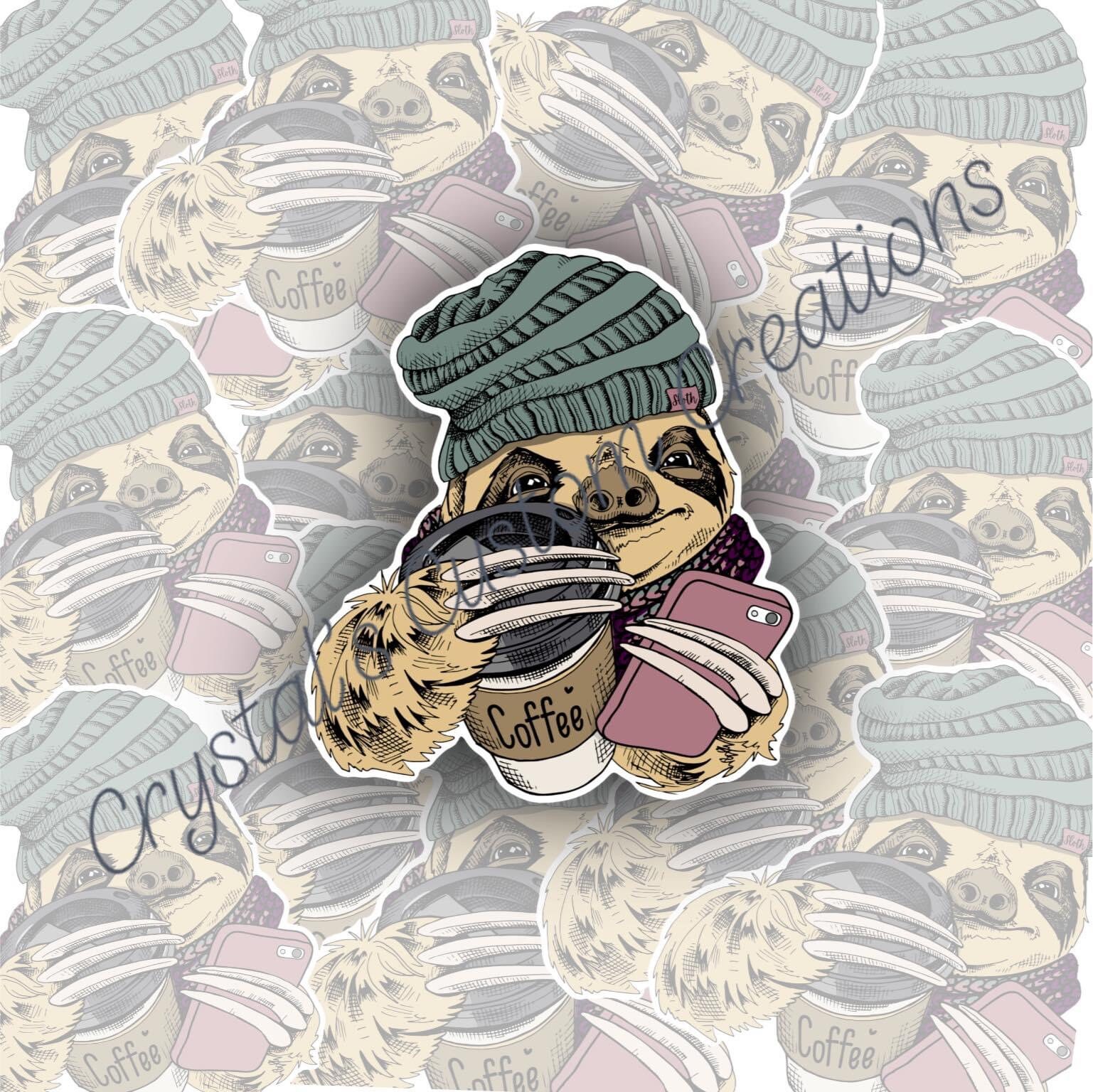 Hipster Sloth with Coffee and Cell Phone | Etsy