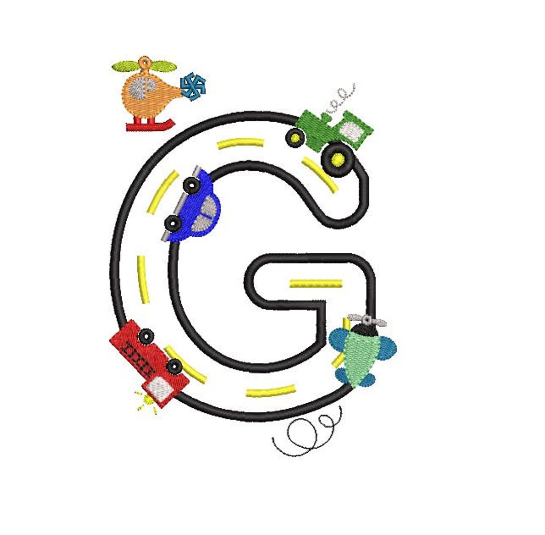 Boys Car Letter G Machine Applique Embroidery Design - Etsy