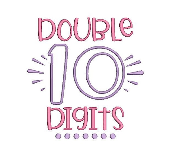 10th Birthday Machine Embroidery Applique Design - Etsy