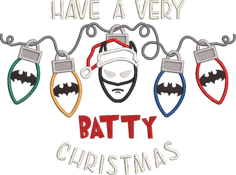 Batty Christmas Machine Embroidery Applique Design - Etsy