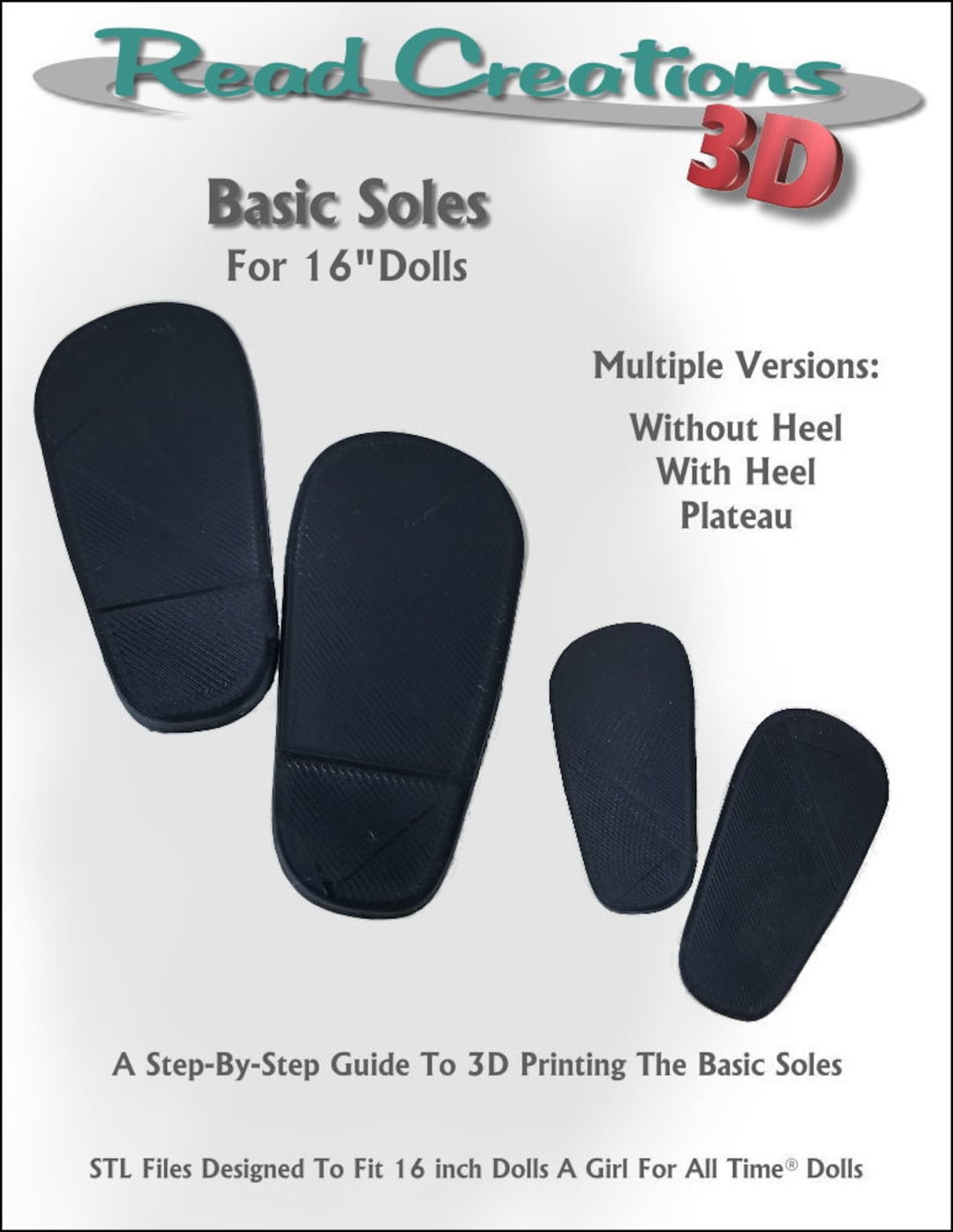 3D Printable Basic Soles Pattern for 16" Dolls Such as A Girl of All ...