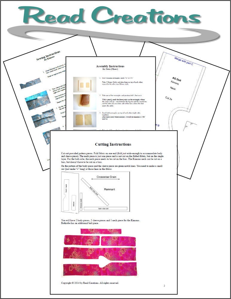 Kimono PDF Sewing Pattern for 18" Dolls Such as American Girl Doll - Etsy
