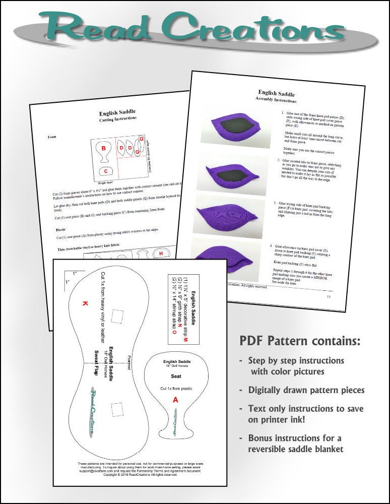 English Saddle PDF Sewing Pattern for 18 Dolls Such as | Etsy