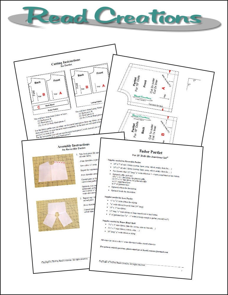 Tudor Partlet PDF Sewing Pattern for 18 dolls such as | Etsy