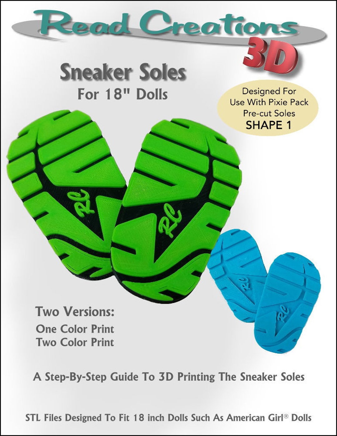 3D Printable Sneaker Soles Pattern for 18" Dolls Such as American Girl ...