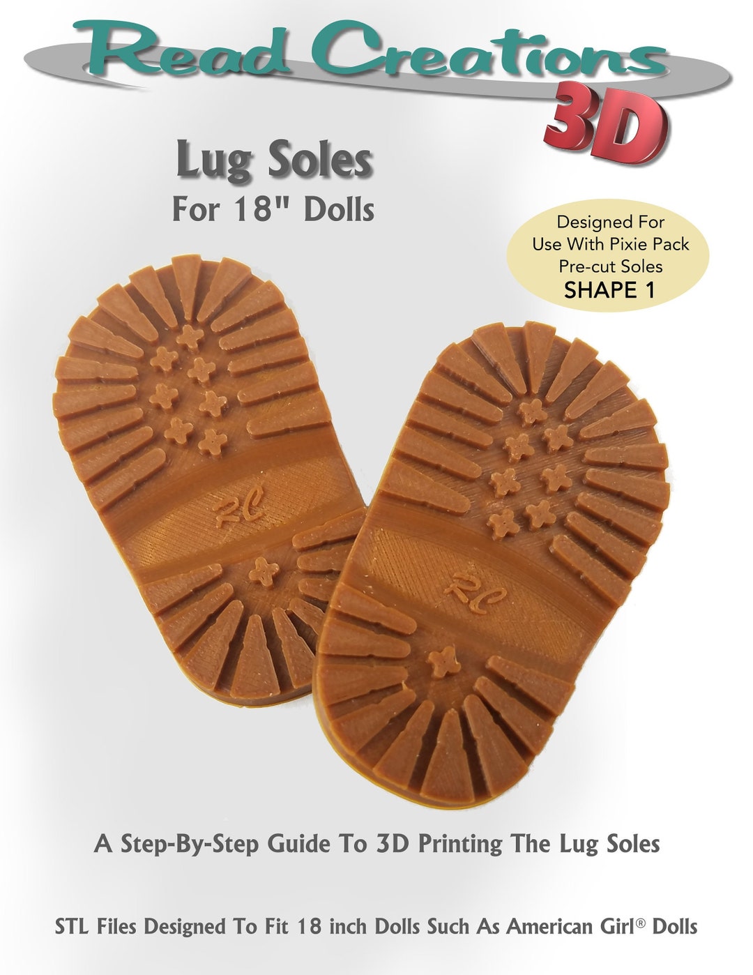 3D Printable Lug Soles Pattern for 18" Dolls Such as American Girl ...