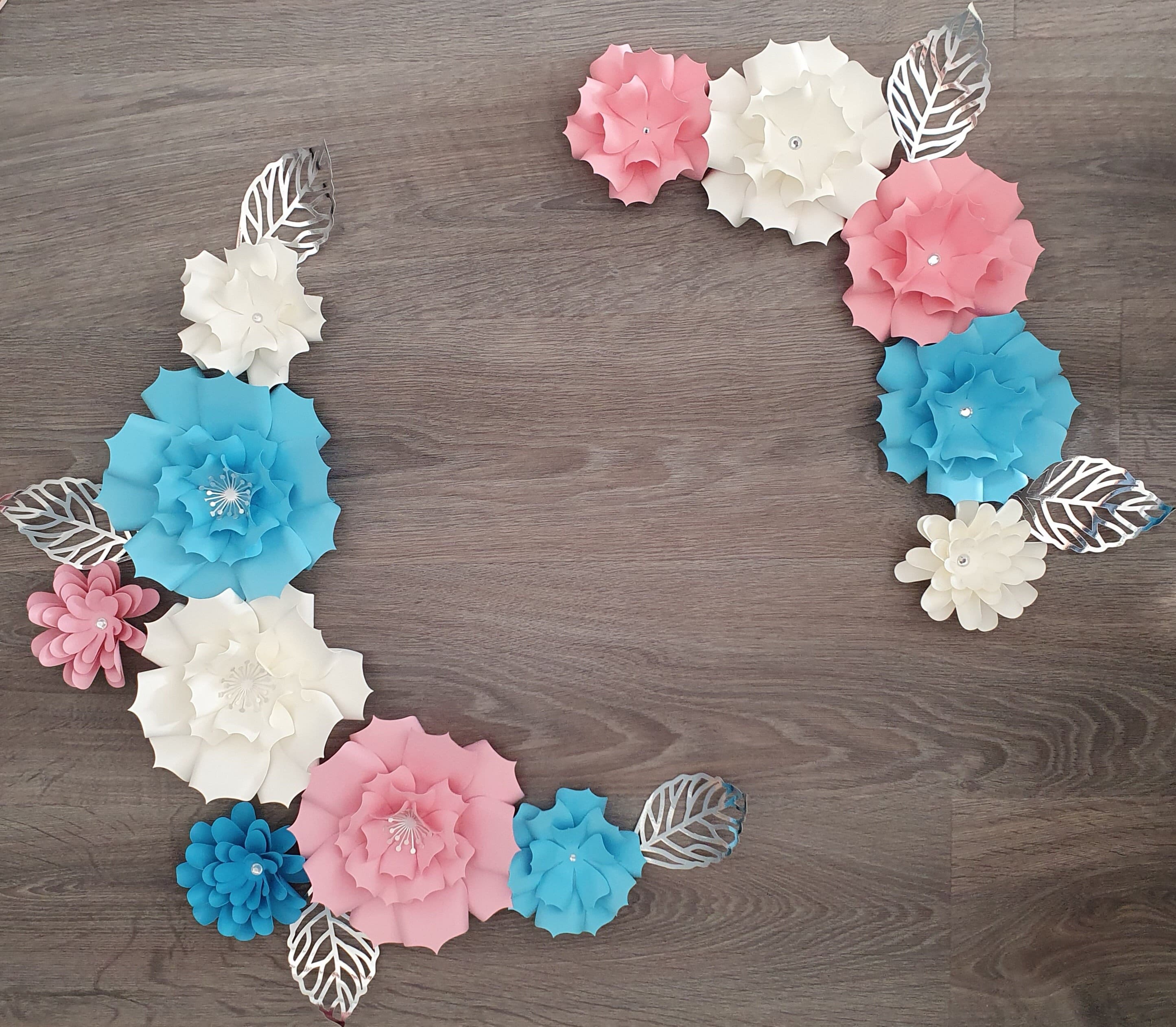 party birthday baby shower blue and pink paper flower wall decor /wall ...