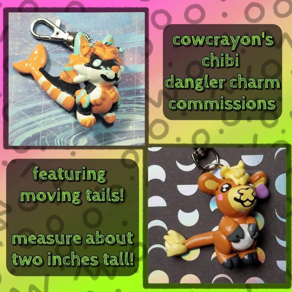 Custom chibi dangler charm animal dangler moving tail | Etsy