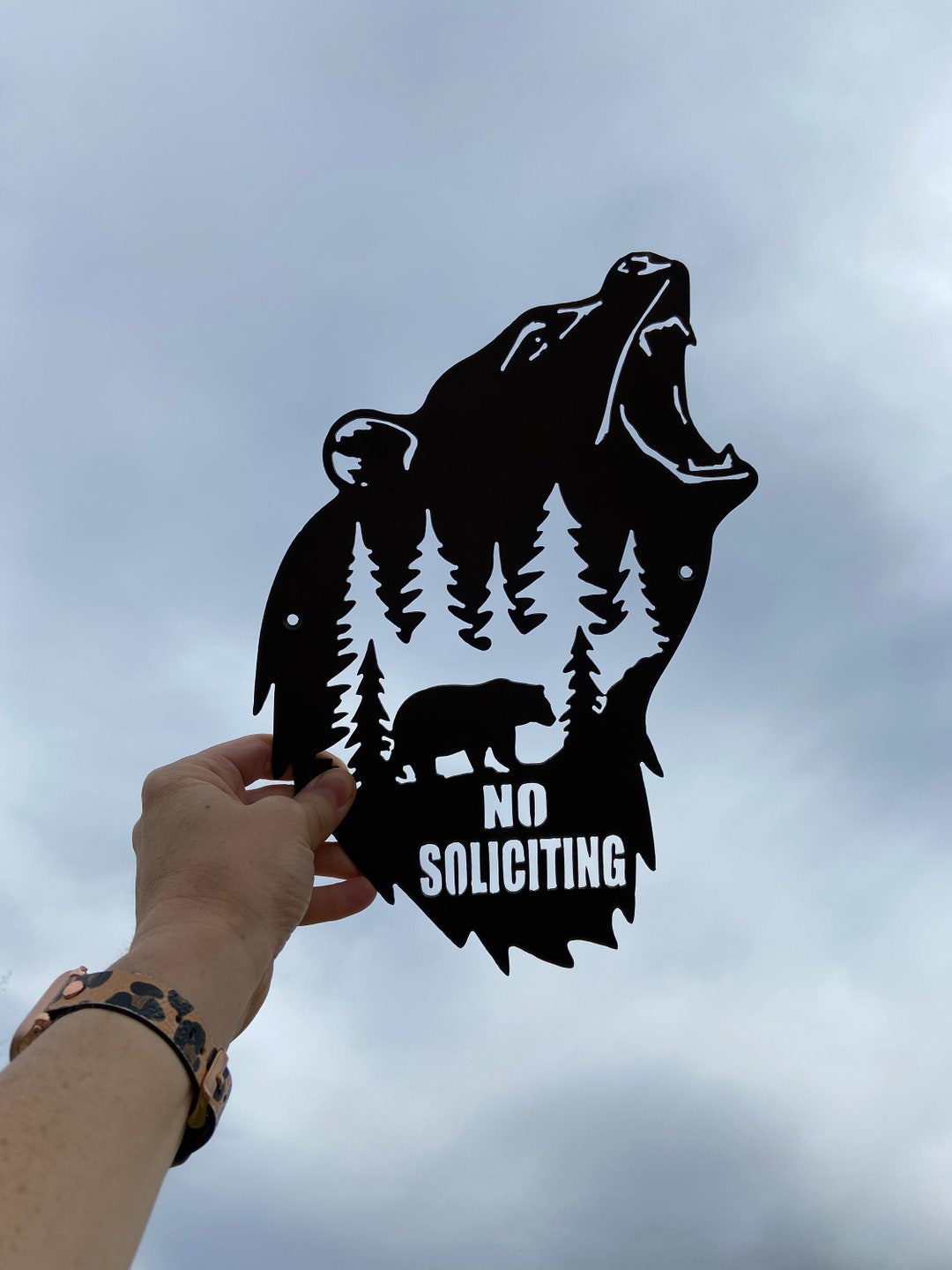 Metal Bear Sign | No Soliciting Sign | Custom Metal Sign | Cabin Sign ...