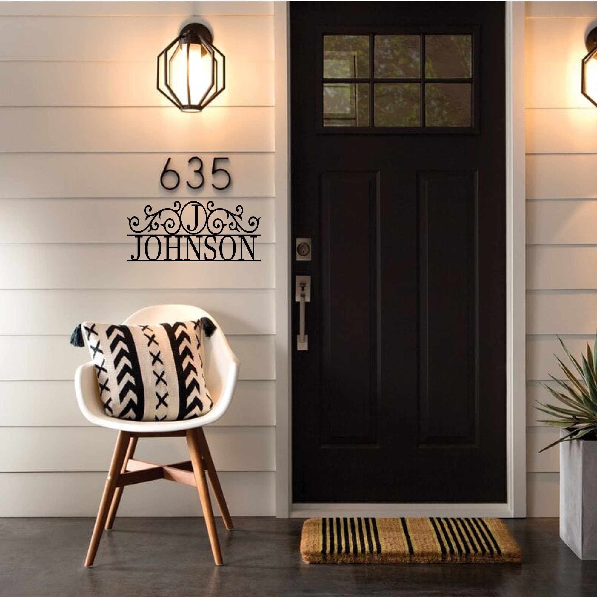 Monogram Last Name Metal Scroll Sign Porch Decor Monogram - Etsy