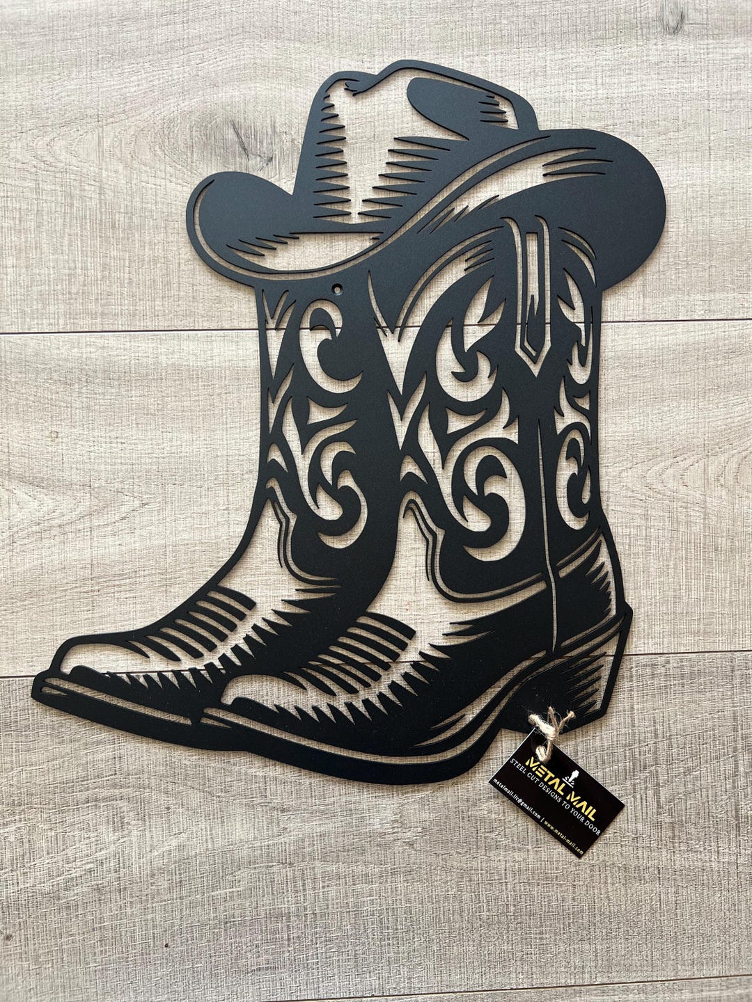 Western Cowboy Boots & Hat Metal Wall Art | Rustic Western Decor ...