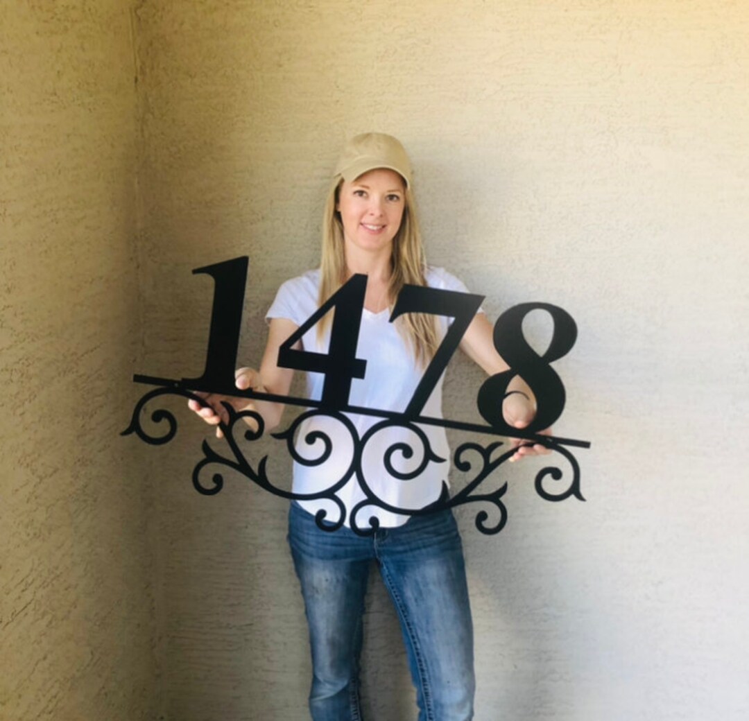Scroll Address Number Sign, House Numbers, Metal Address Sign - Etsy