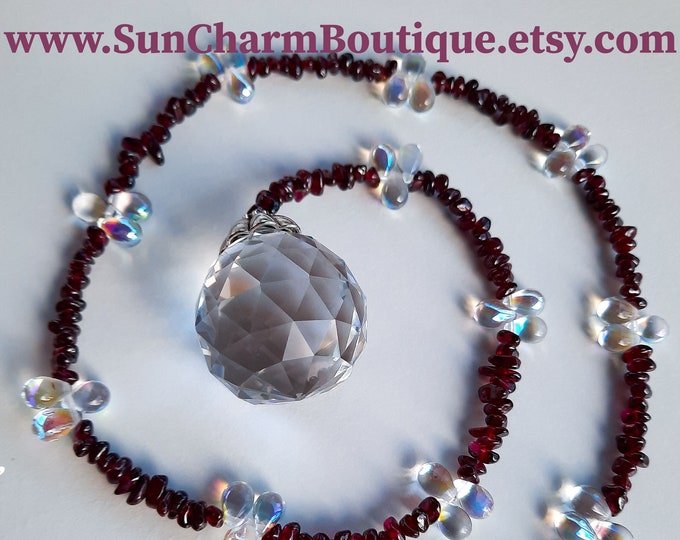 Garnet Bead, Window Suncatcher Prism Suncatcher Light Catcher Hanging ...