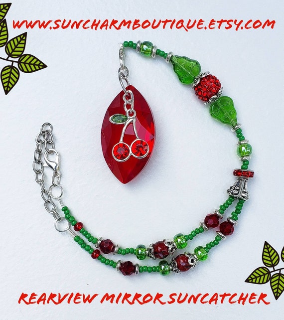 Rearview Mirror Car Charm Car Mirror Hanging Red Crystal - Etsy
